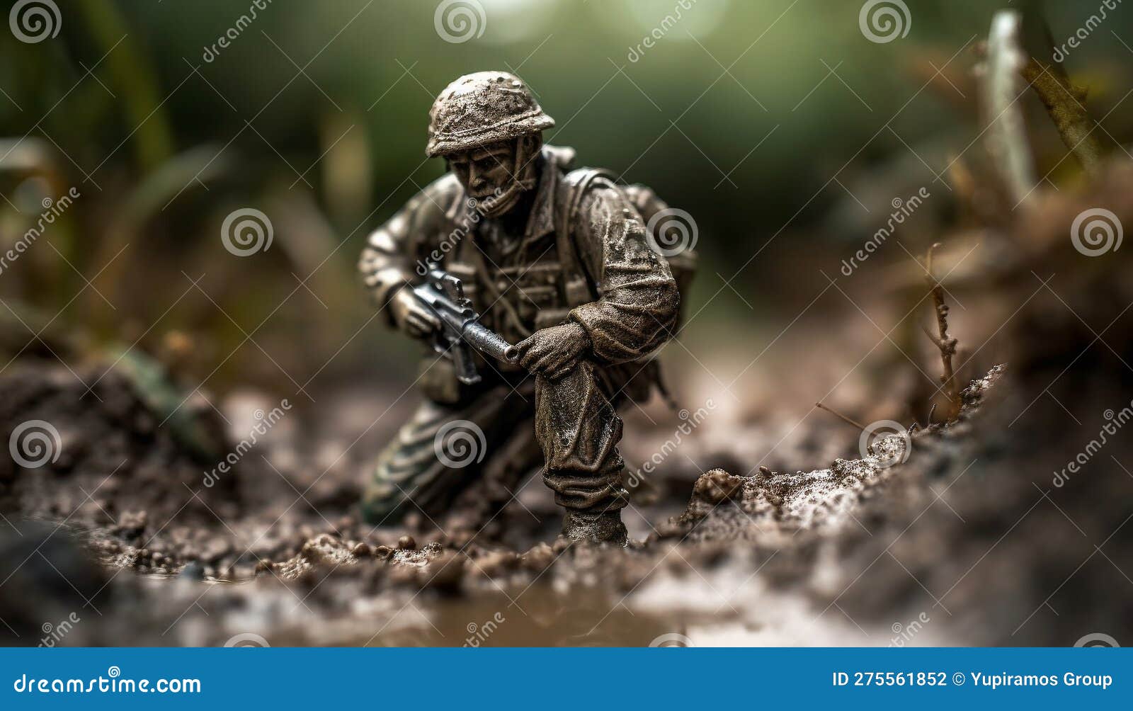 Plastic Toy Soldiers in Battle, Aiming Rifles Generated by AI Stock ...