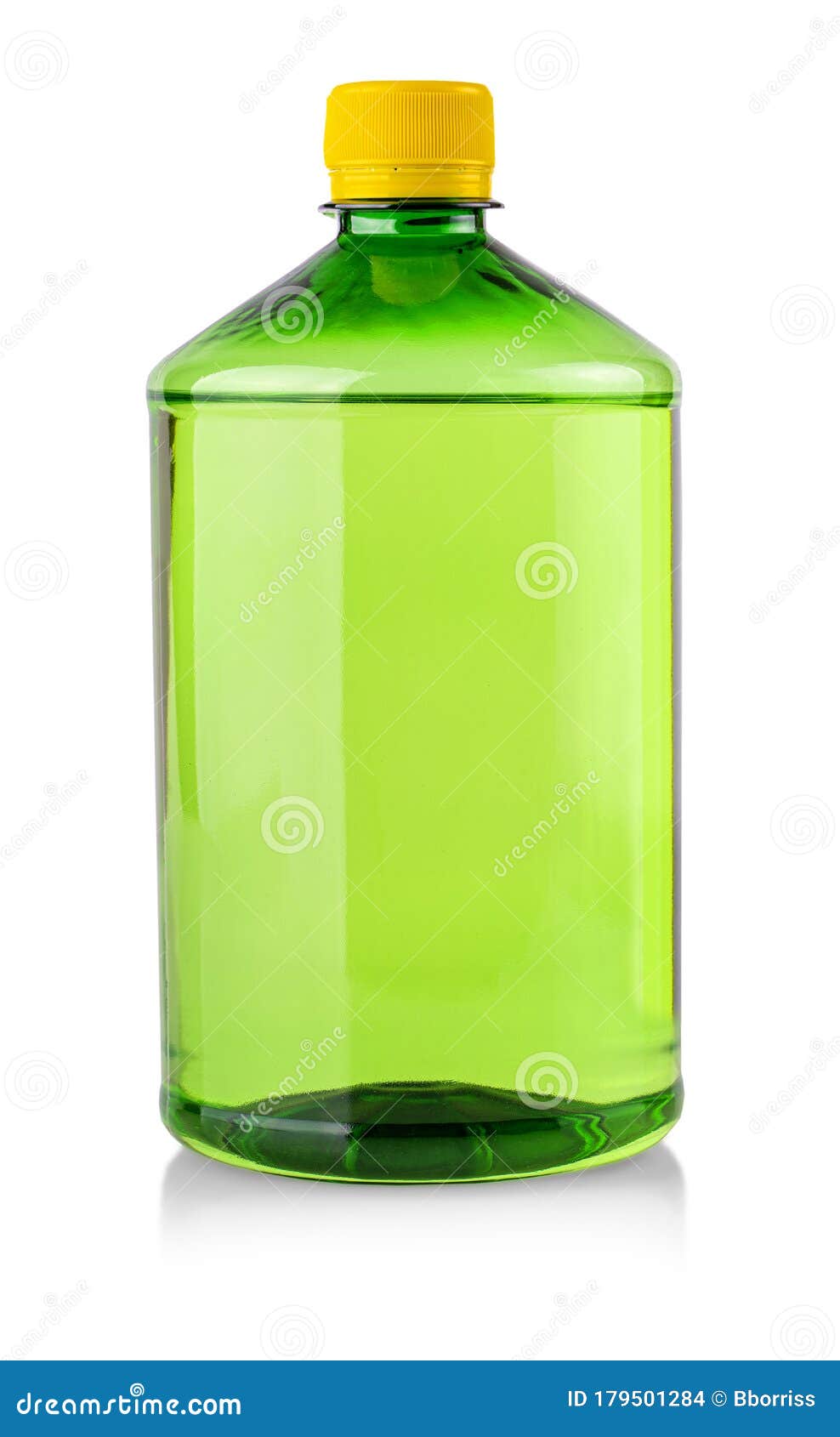 Plastic Transparent Bottle with Green Chemical Liquid on White Stock ...