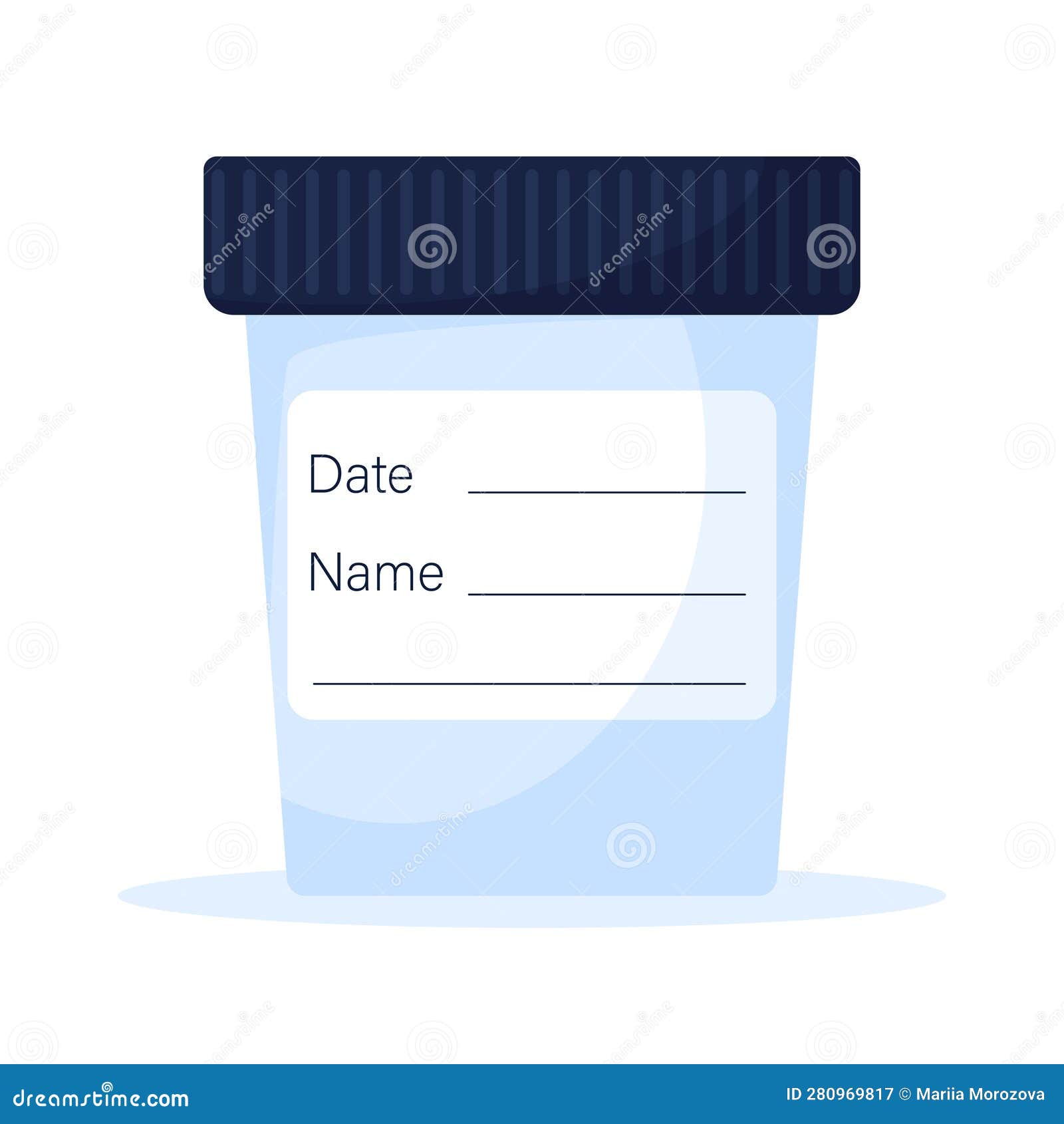 Plastic Transparent Container with Date and Name Isolated on White ...