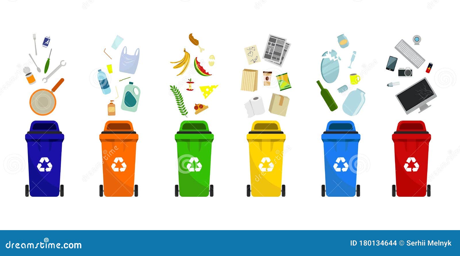 Containers for All Types of Garbage. Stock Vector - Illustration of ...