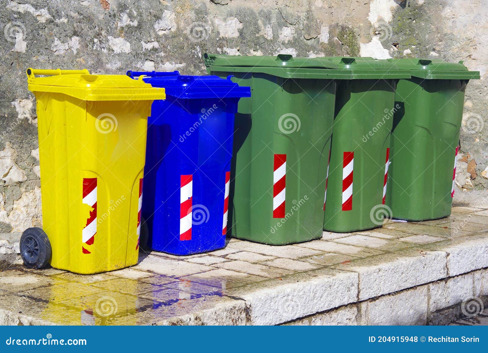 Plastic Trash Containers in the City. Stock Photo - Image of disposal ...