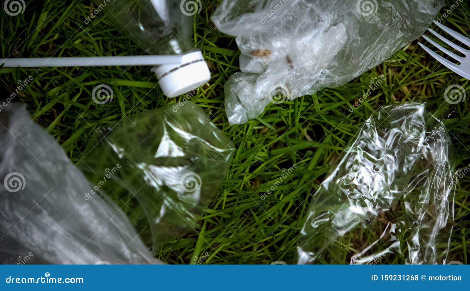 Plastic Trash on Grass, Pollution Problem, Environmental Disaster, Save ...