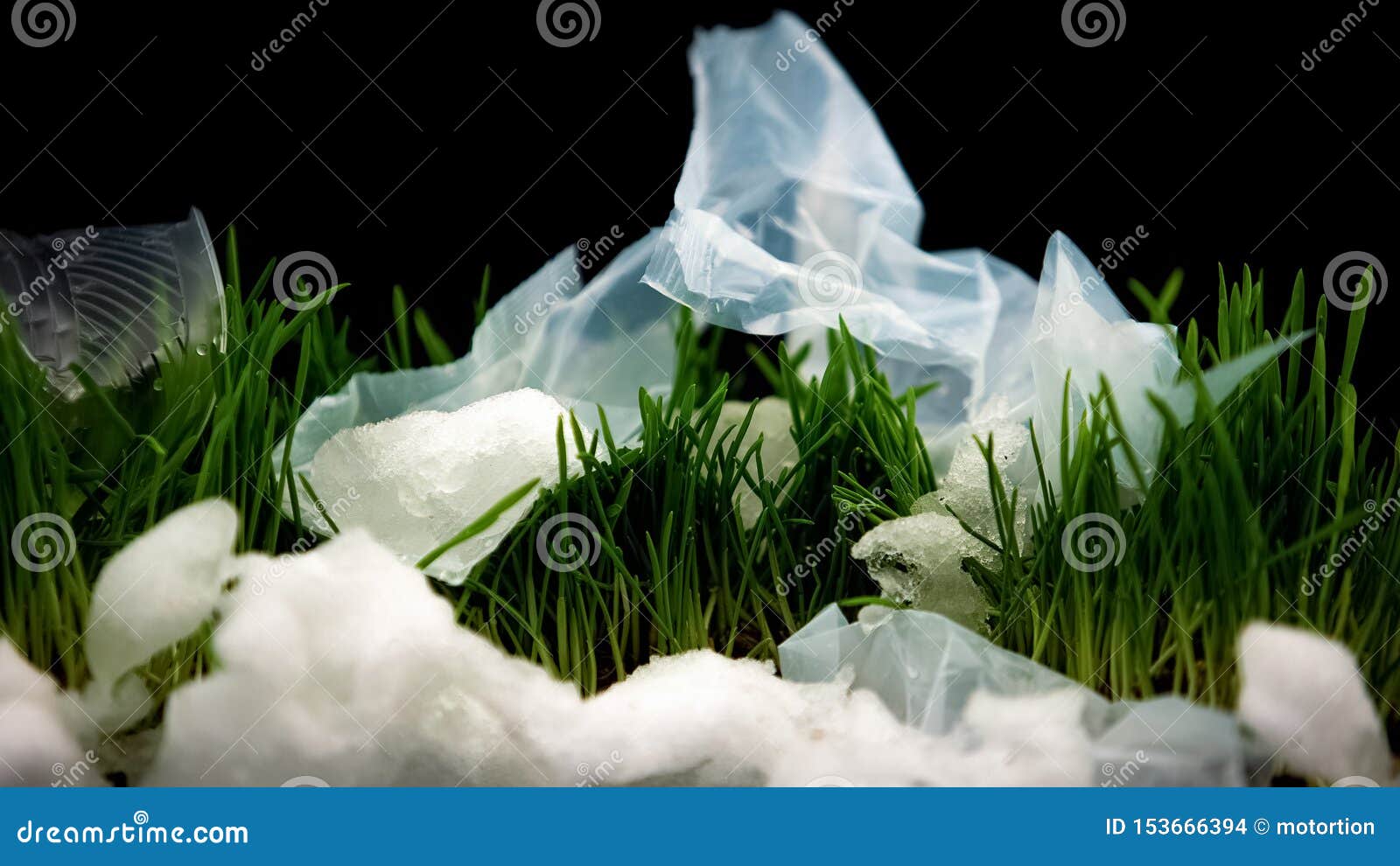 Plastic Trash Lying on Grass among Snow, Ecology Catastrophe, Recycling ...