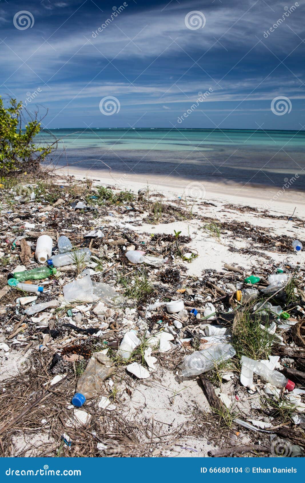 Plastic Trash on Sandy, Caribbean Beach Stock Photo - Image of ...