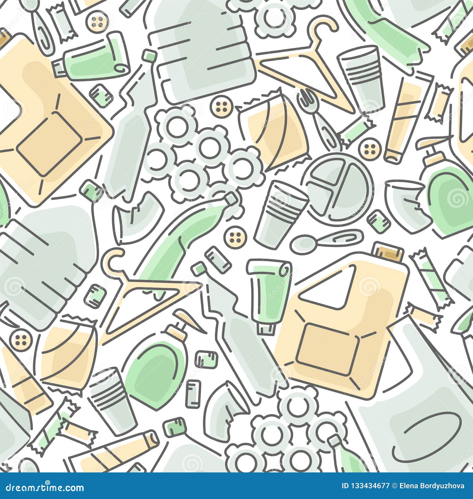 Plastic Trash Seamless Pattern Stock Vector - Illustration of design ...