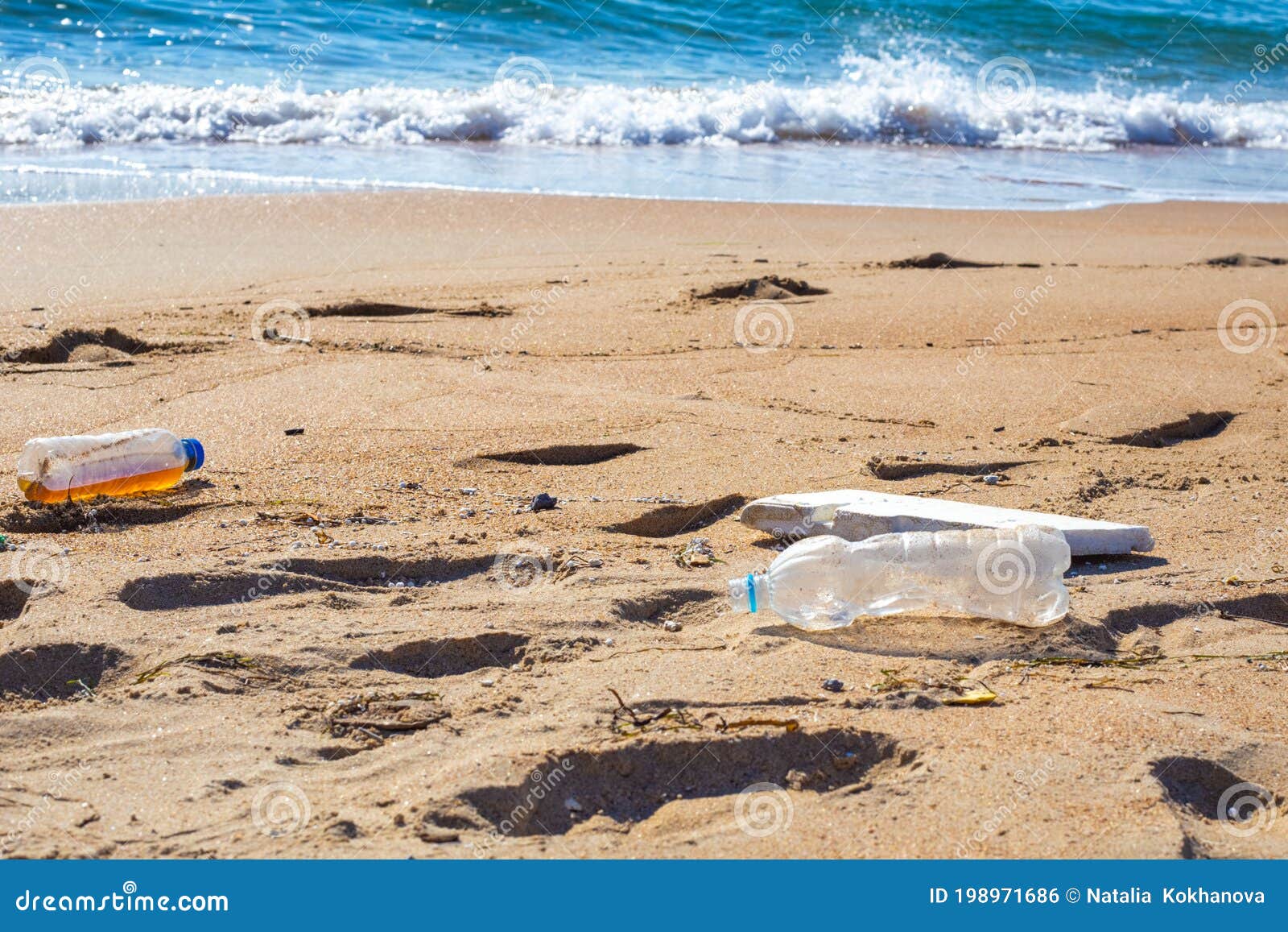 Plastic Trash on the Seashore. Environmental Pollution Stock Photo ...