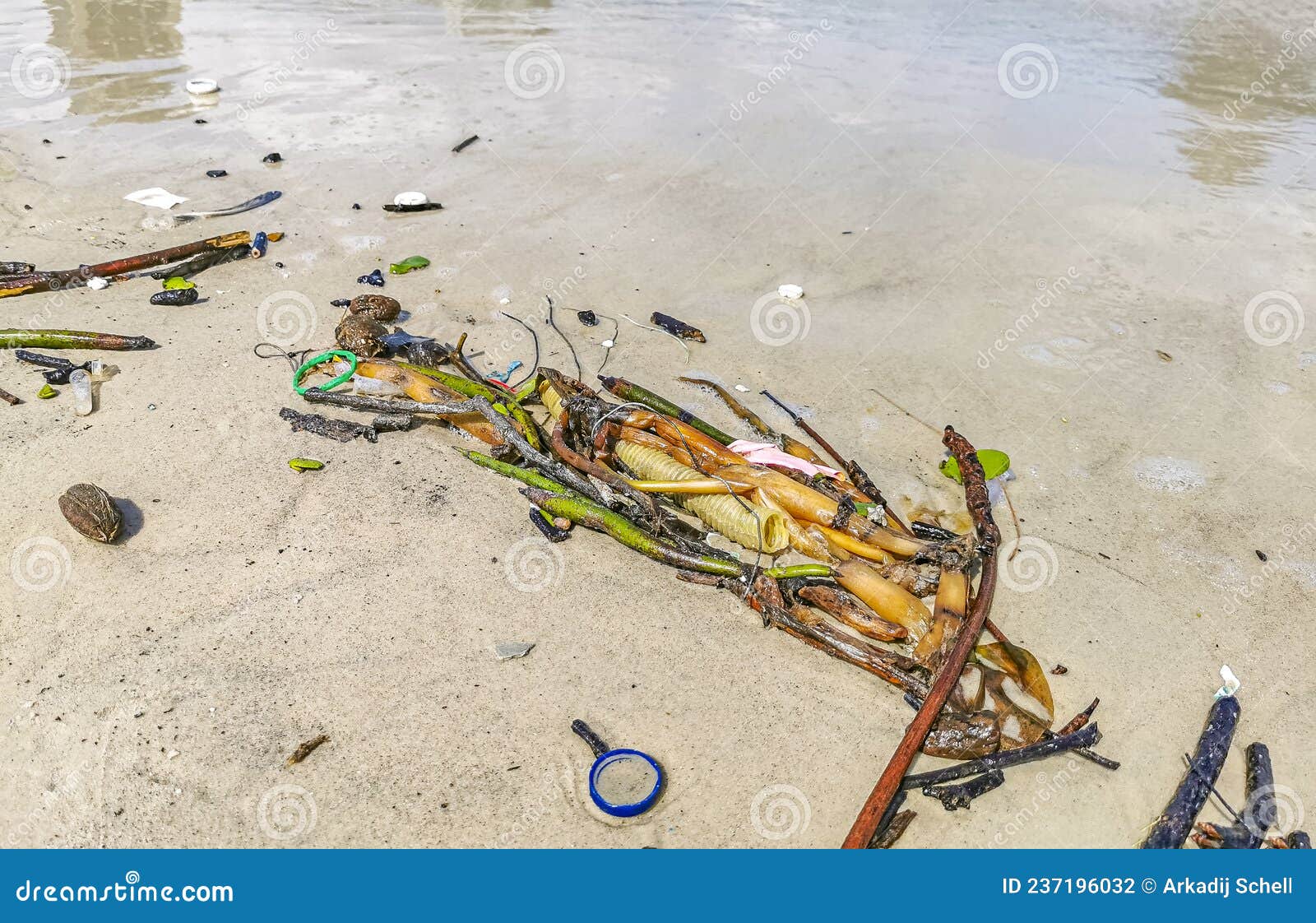Plastic Trash Stranded Washed Up Garbage Pollution on Beach Brazil ...