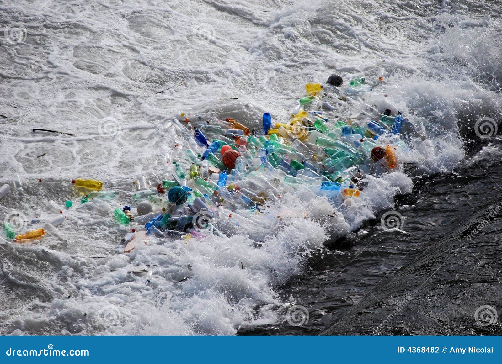 Plastic Trash Trapped at Waterfall Stock Photo - Image of container ...