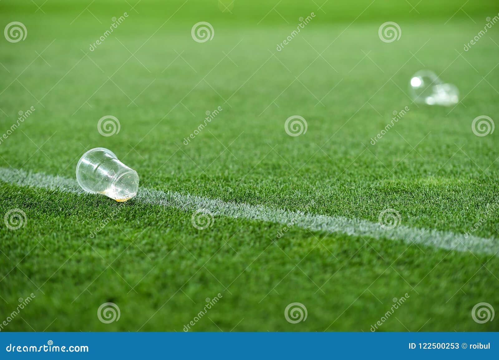 Plastic Trash on the Turf on a Soccer Field Stock Image - Image of junk ...