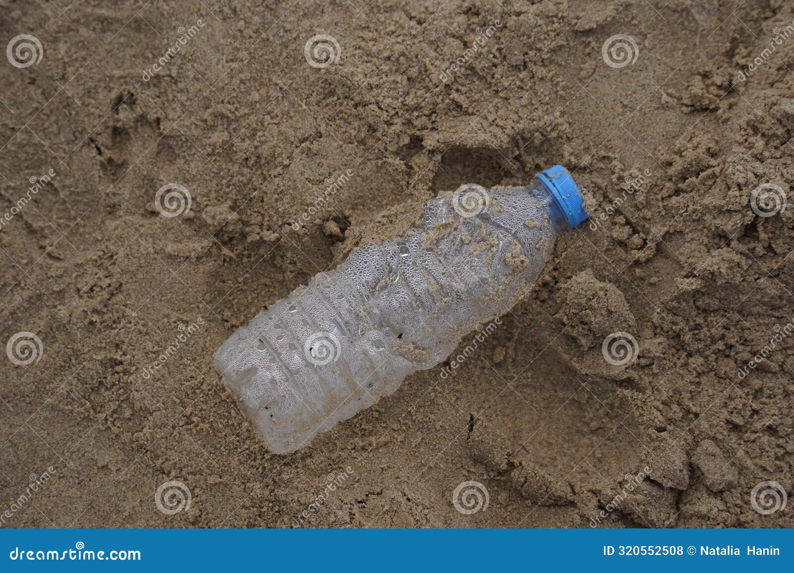 Plastic Trashes on the Beautiful Sandy Beach. Plastic Bottle on the Sea ...