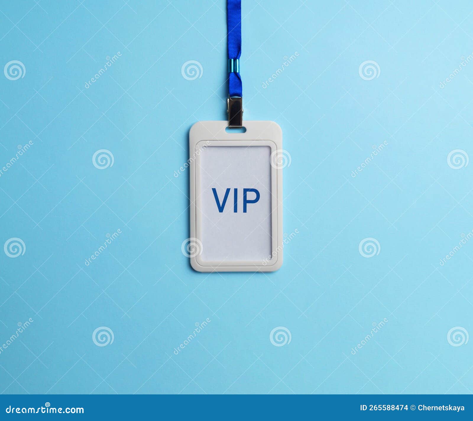 Plastic Vip Badge on Light Blue Background, Top View Stock Photo ...