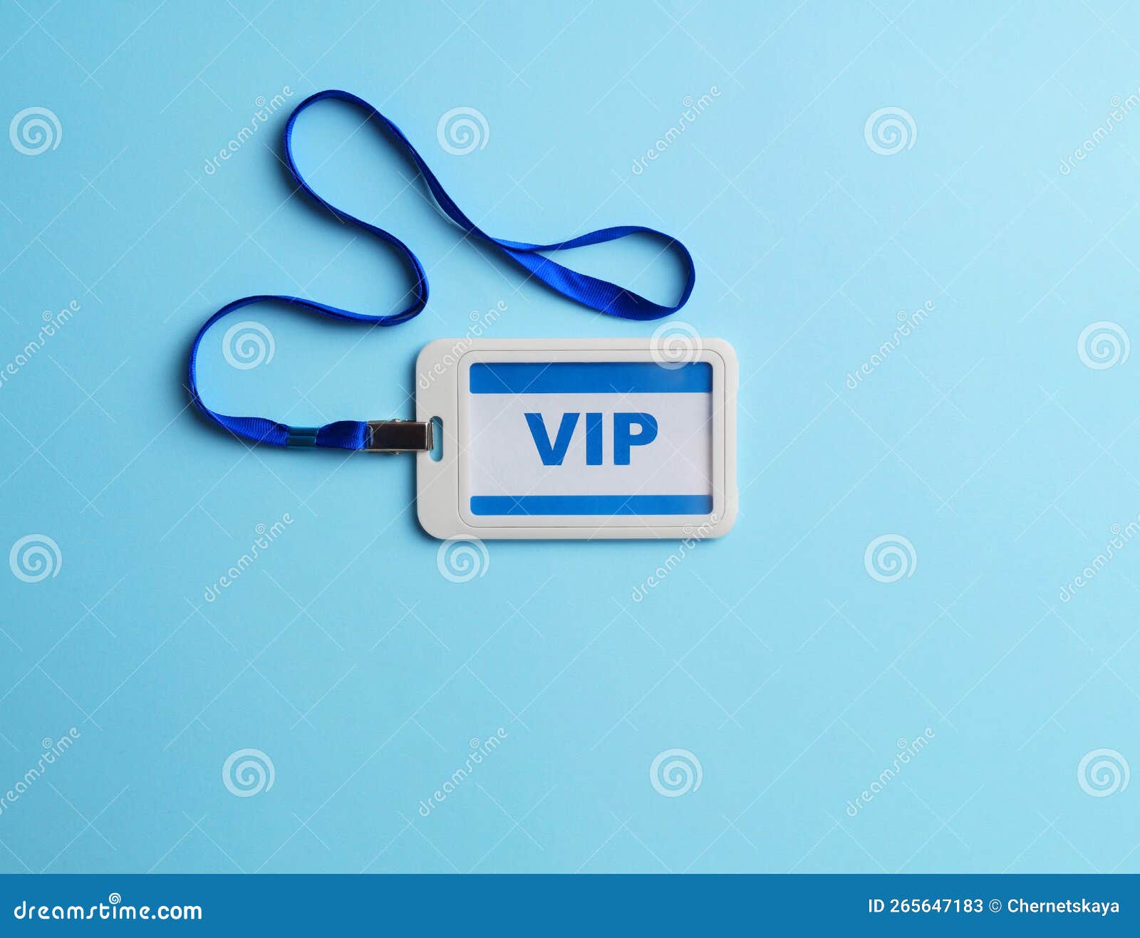 Plastic Vip Badge on Light Blue Background, Top View Stock Image ...