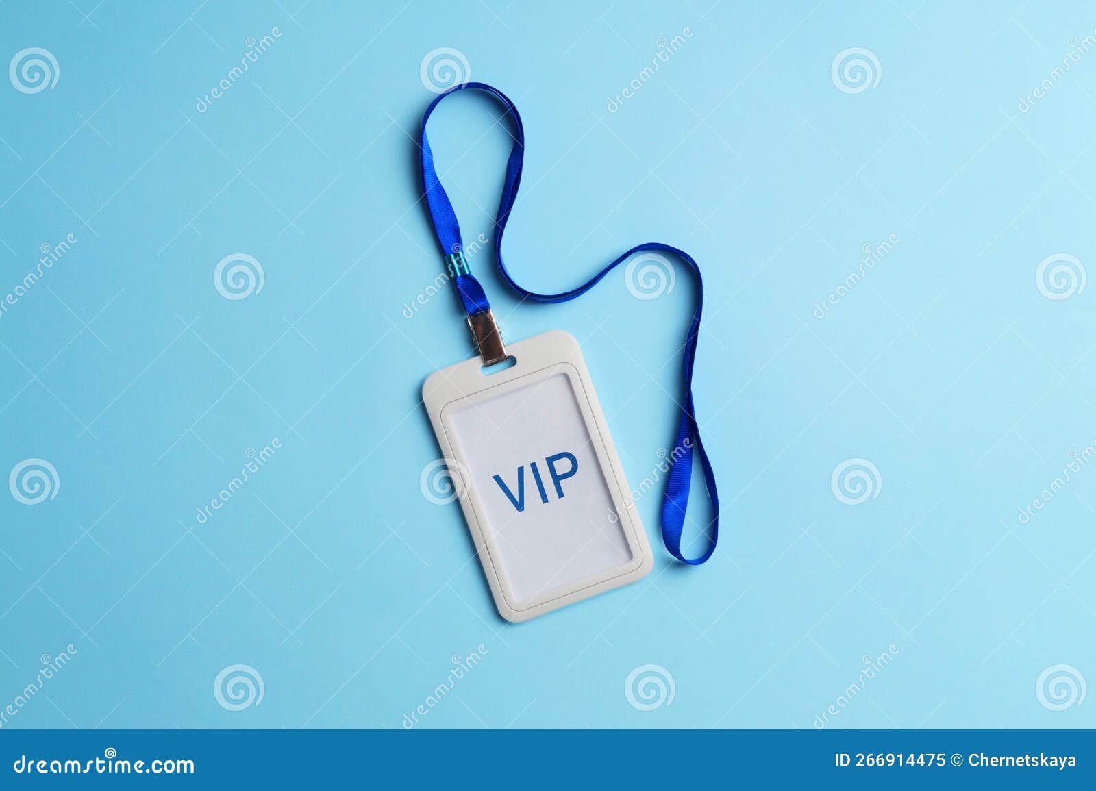 Plastic Vip Badge on Light Blue Background, Top View Stock Image ...
