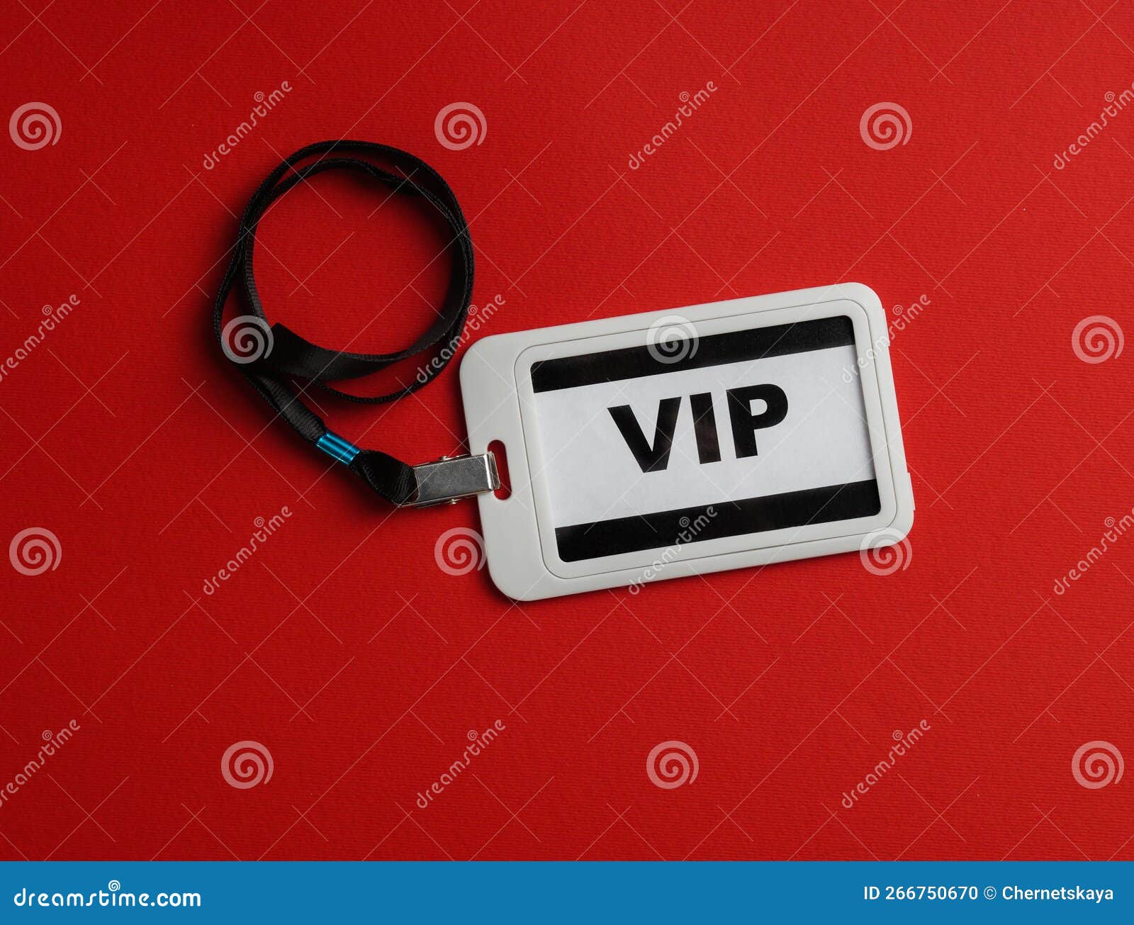 Plastic Vip Badge on Red Background, Top View Stock Photo - Image of ...