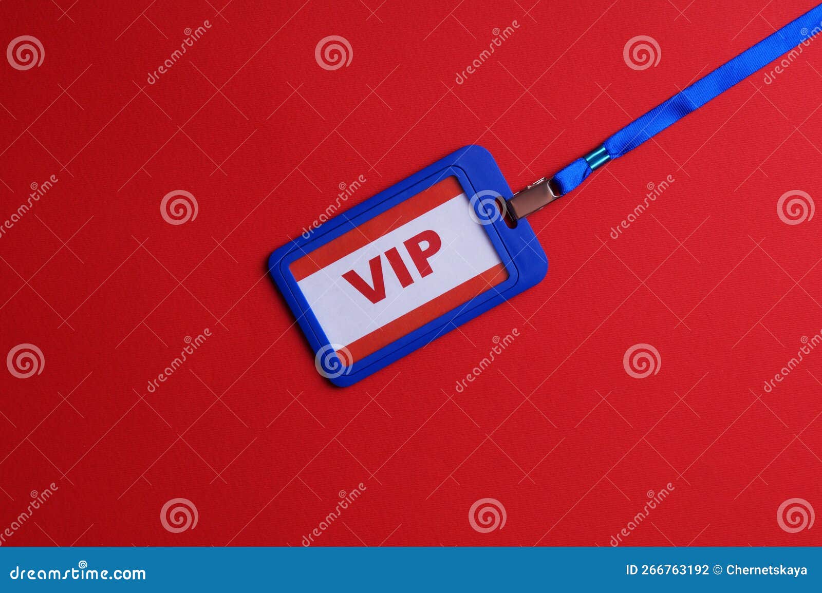 Plastic Vip Badge on Red Background, Top View Stock Photo - Image of ...