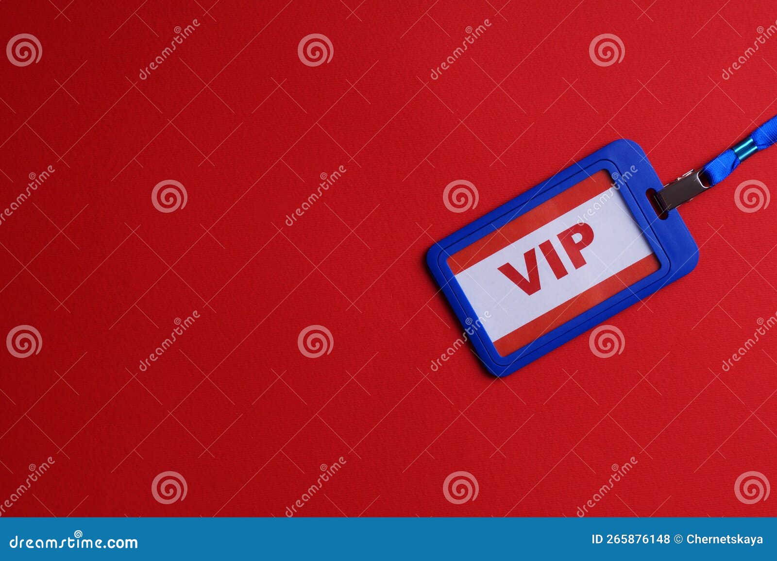 Plastic Vip Badge on Red Background, Top View. Space for Text Stock ...