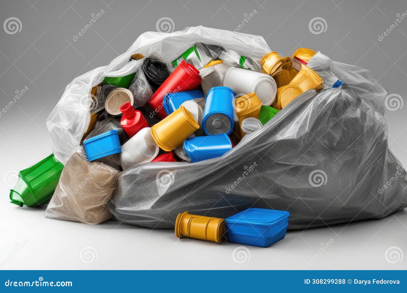Plastic Waste Bag with Assorted Disposable Containers Stock Photo ...