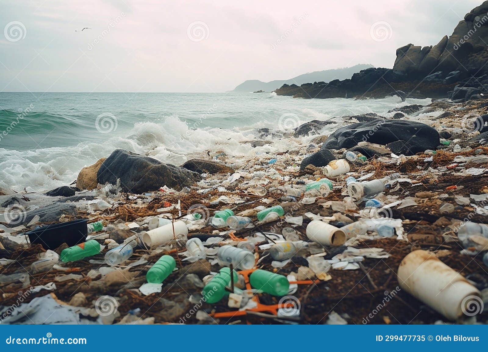 Plastic Waste on the Beach, Pollution of the Ocean Stock Image - Image ...