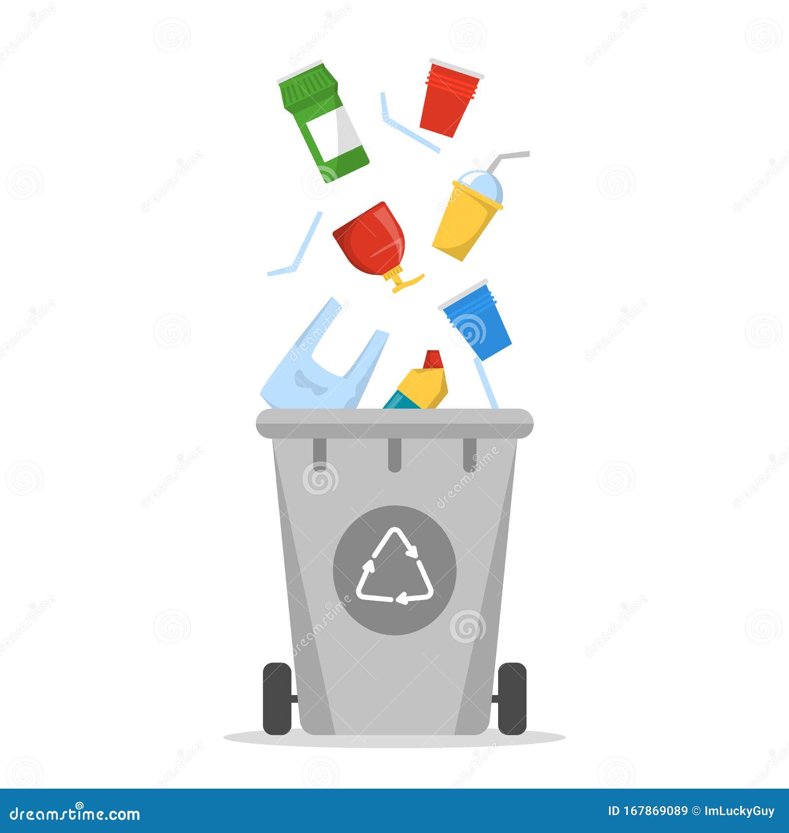 Plastic Waste in the Container Bin Vector Isolated. Idea of Rubbish ...