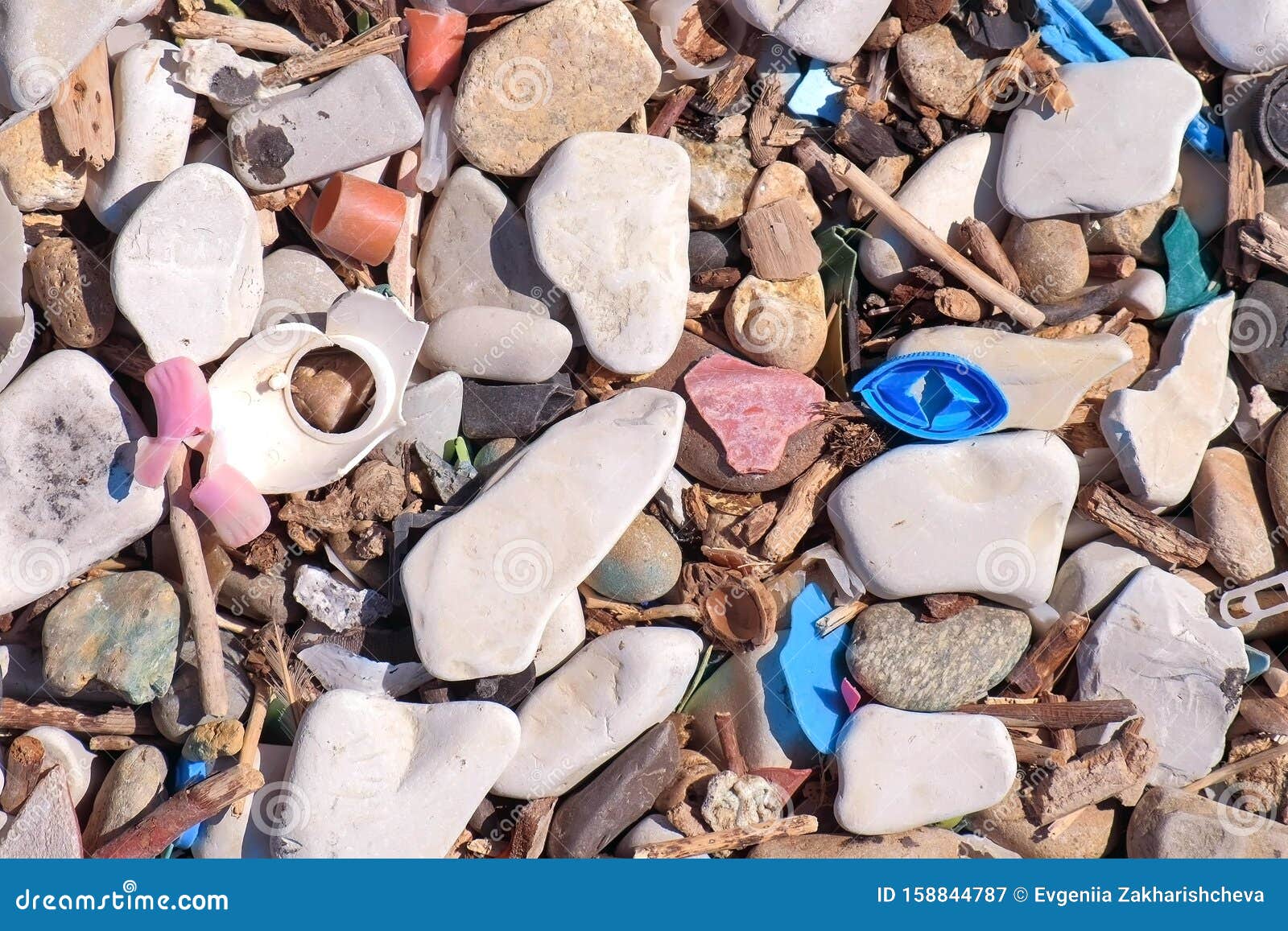 Plastic Waste Covers and Garbage on Pebble Seashore after Storm ...