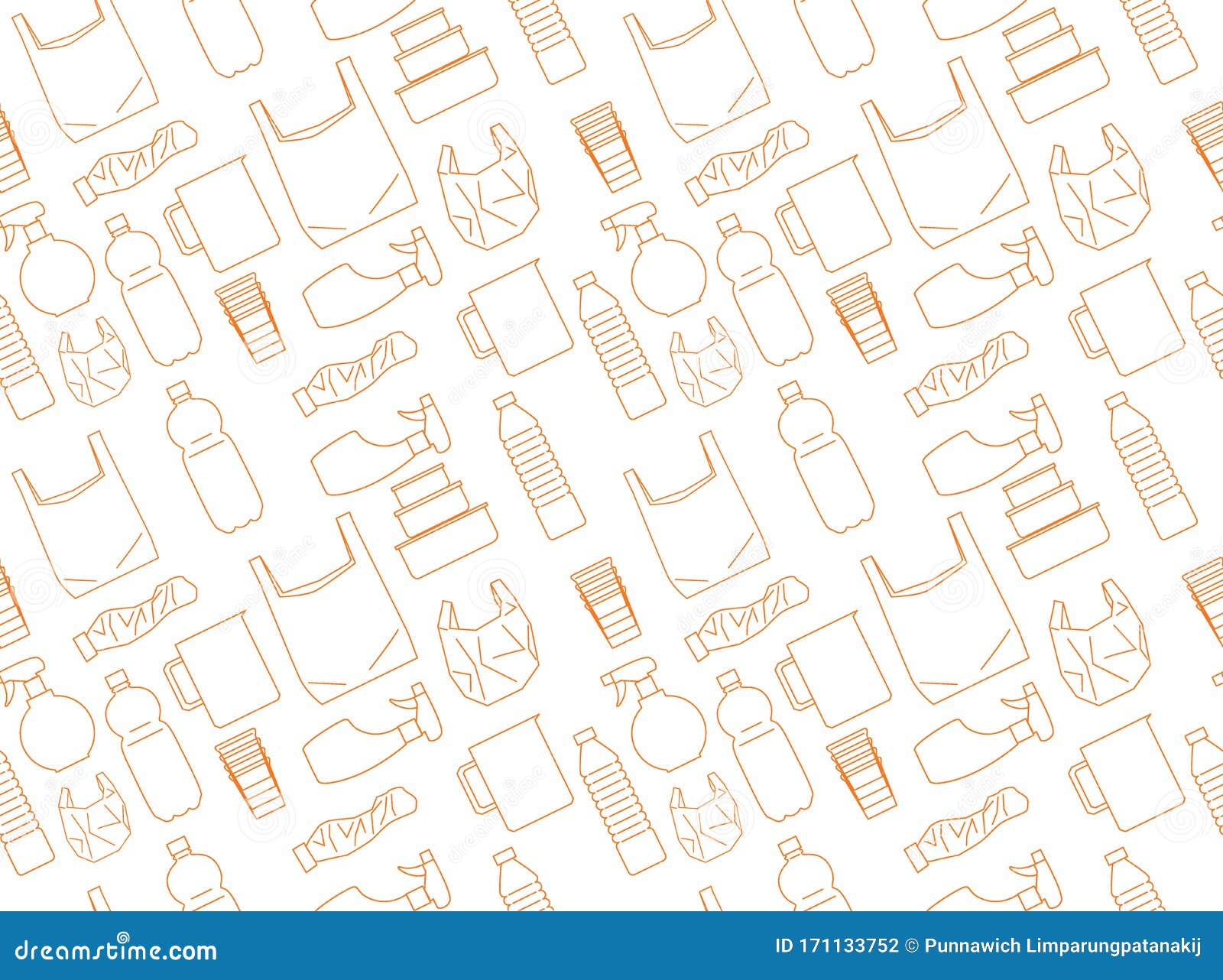 Plastic Waste Drawing Outline Seamless Pattern Wallpaper-01 Stock ...