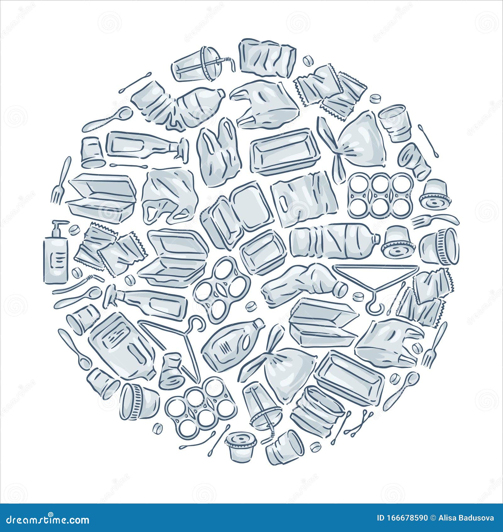Plastic Waste Icon Collection on White Background. Stock Vector ...