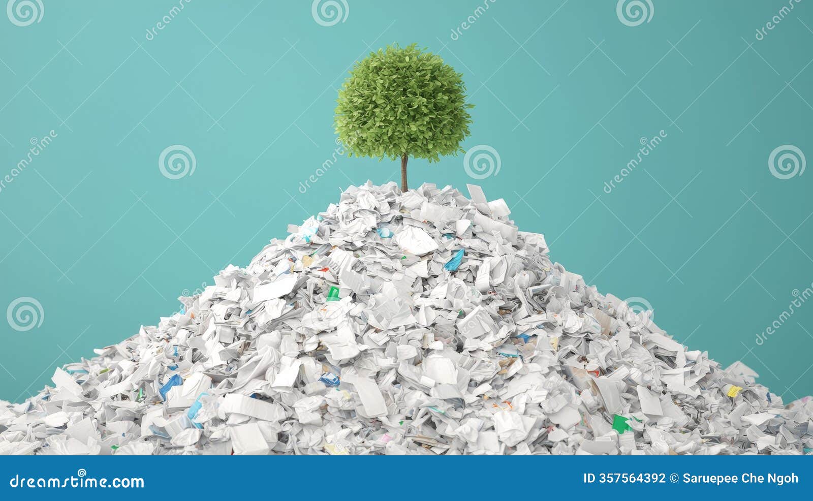 Plastic Waste Mountain with a Single Tree Growing Amidst the Debris ...