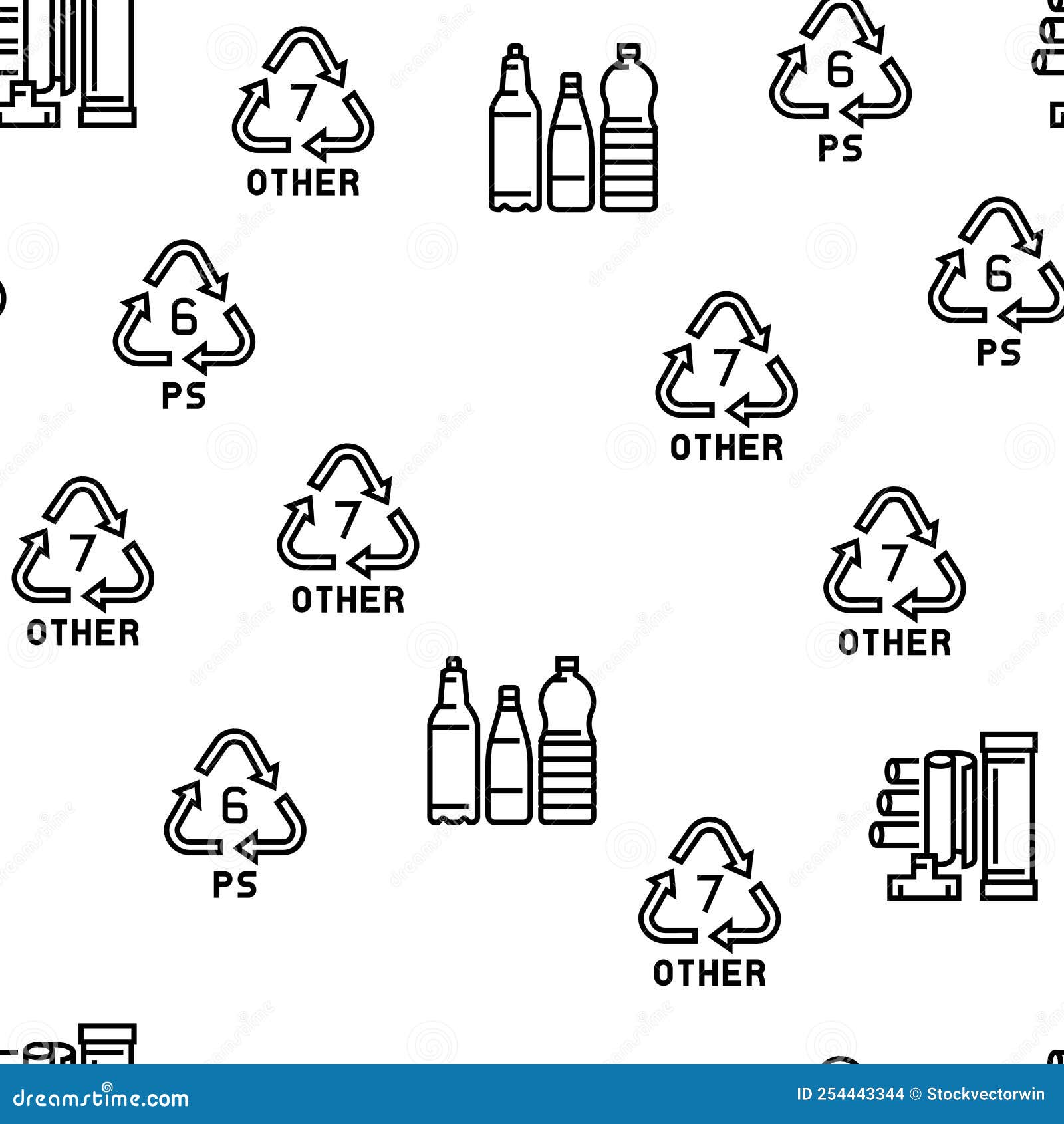 Plastic Waste Nature Environment Vector Seamless Pattern Stock Vector ...