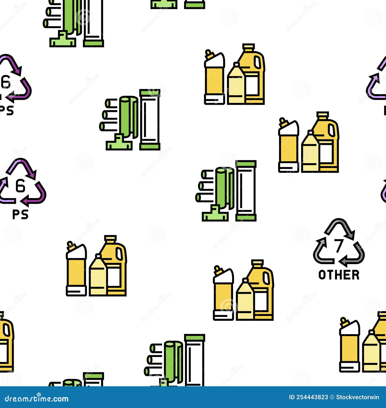 Plastic Waste Nature Environment Vector Seamless Pattern Stock Vector ...