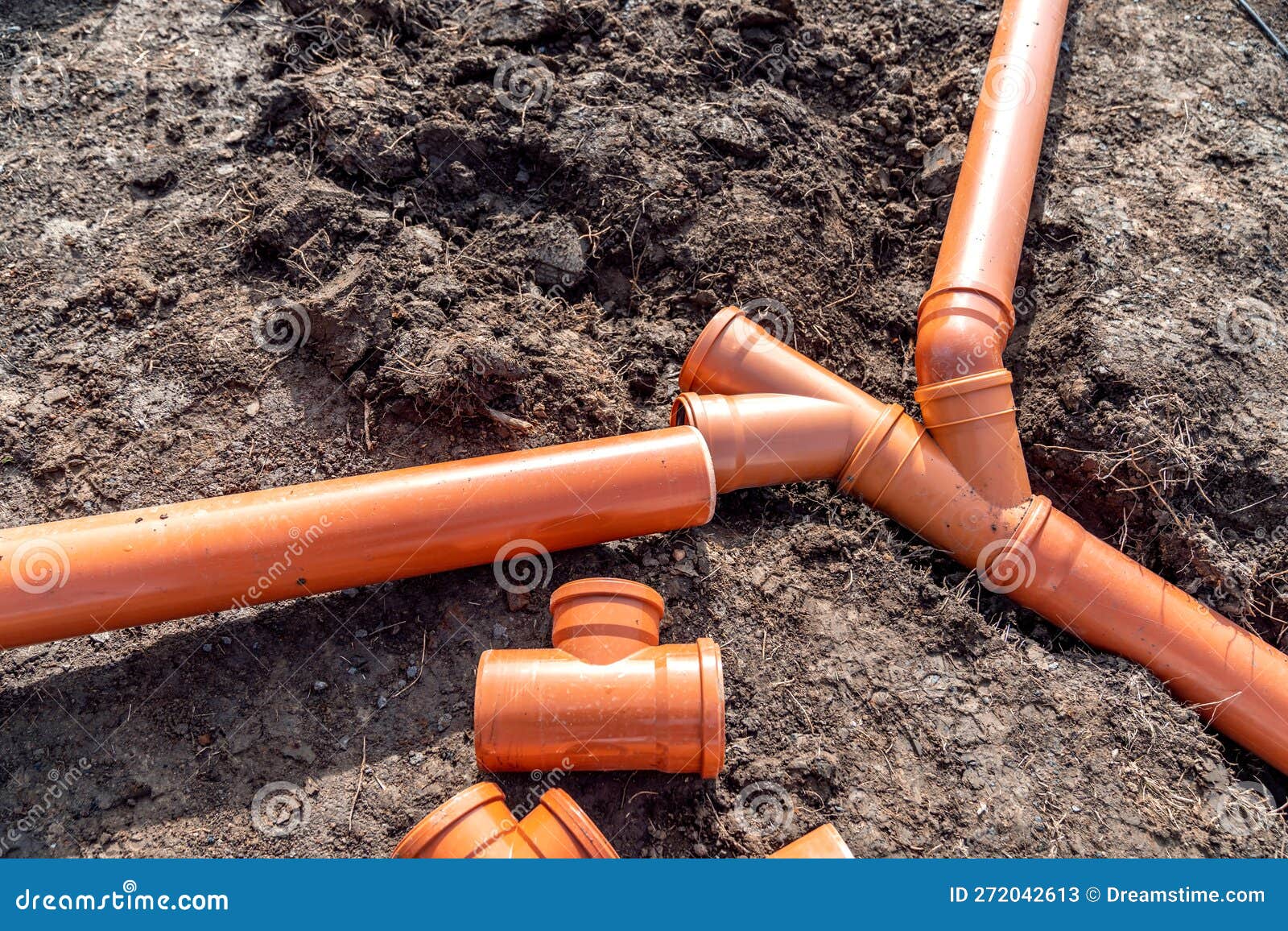 Plastic PVC Pipe System for Water and Waste in the Ground Stock Image ...
