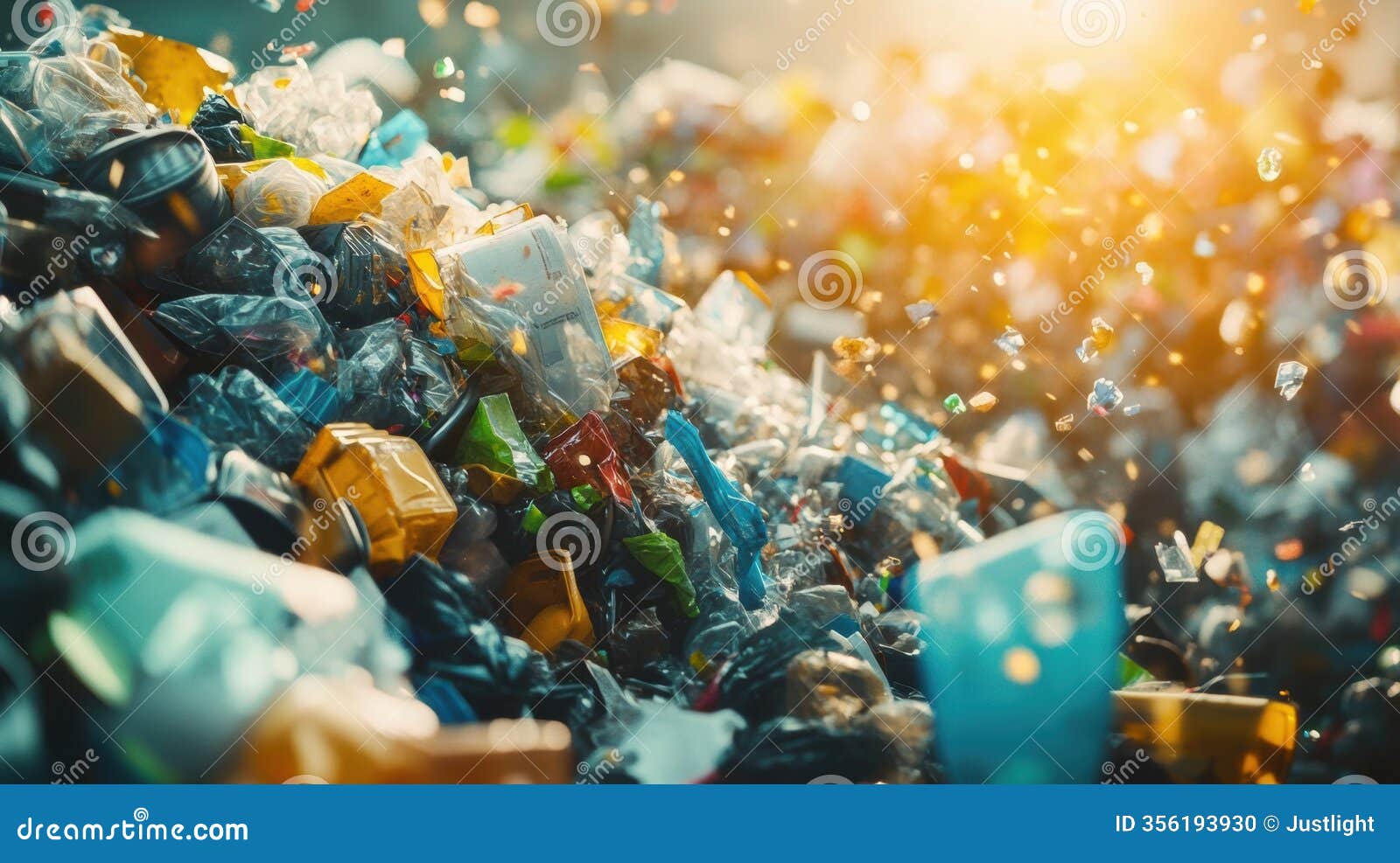 Plastic Waste Polluting the Environment with Bright Sunlight Stock ...