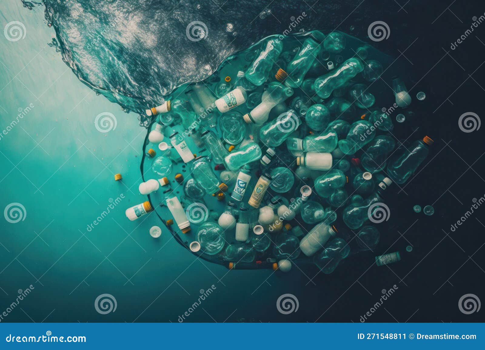 Plastic Waste Pollution in the Ocean. a Plastic Bottle Floating in the ...