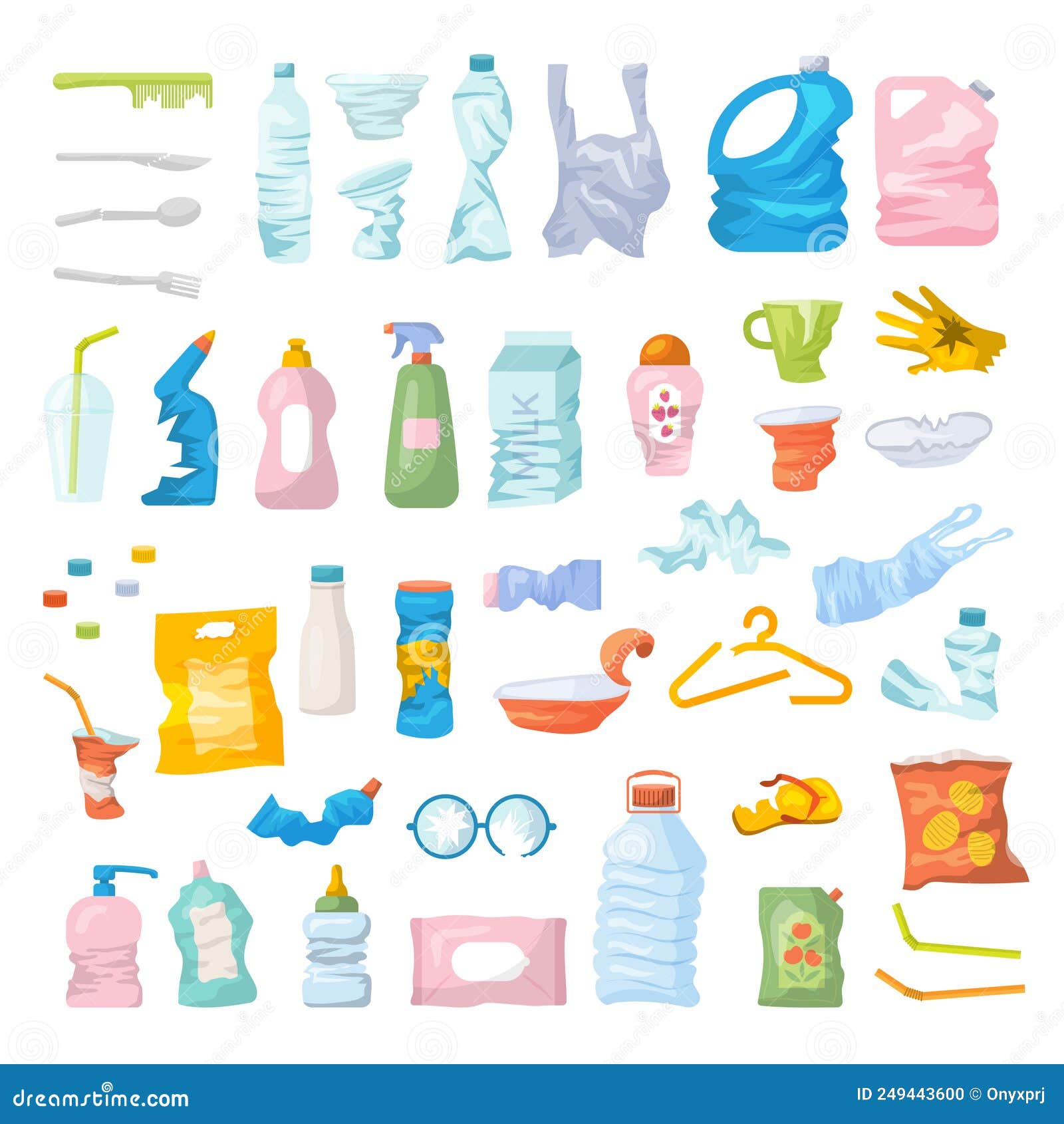 Plastic Waste. Recycling Garbage Empty Boxes and Bottles Package Pile ...