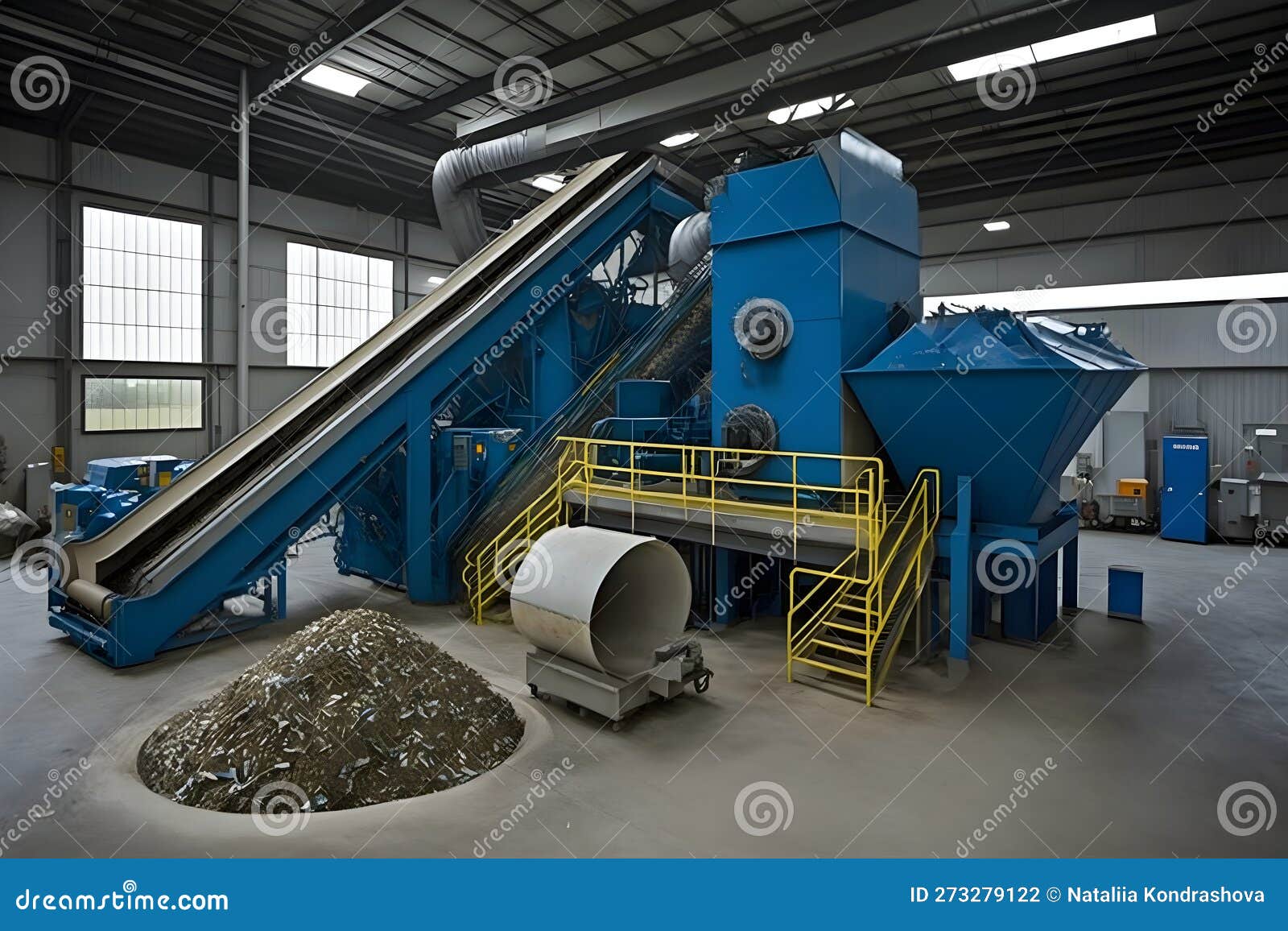 Plastic Waste Recycling Line. Background for Design. Generative AI ...