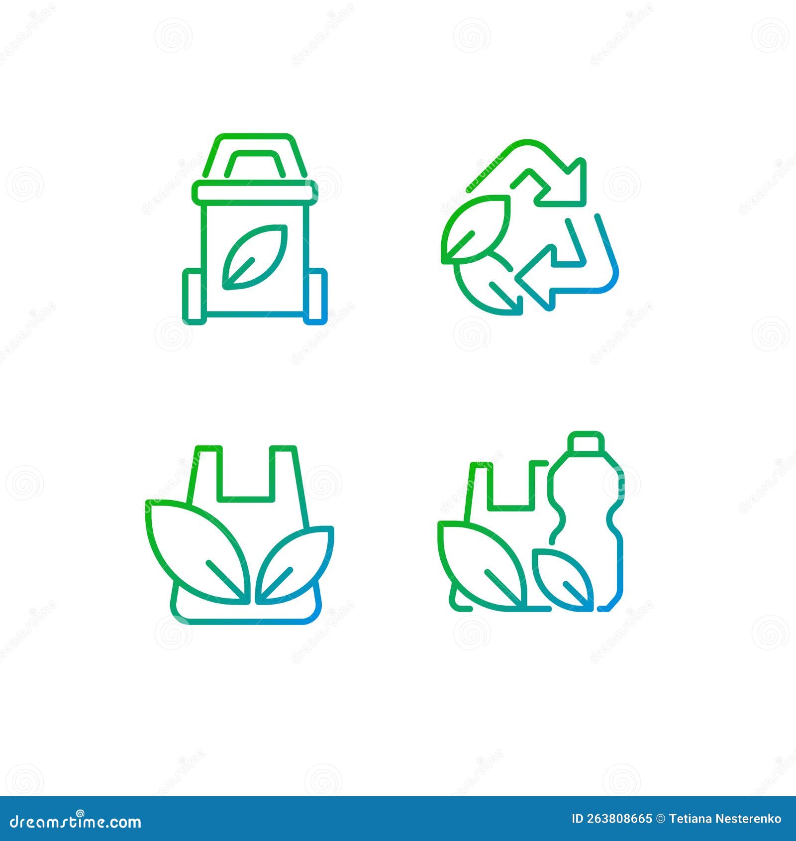 Plastic Waste Recycling Pixel Perfect Gradient Linear Vector Icons Set ...