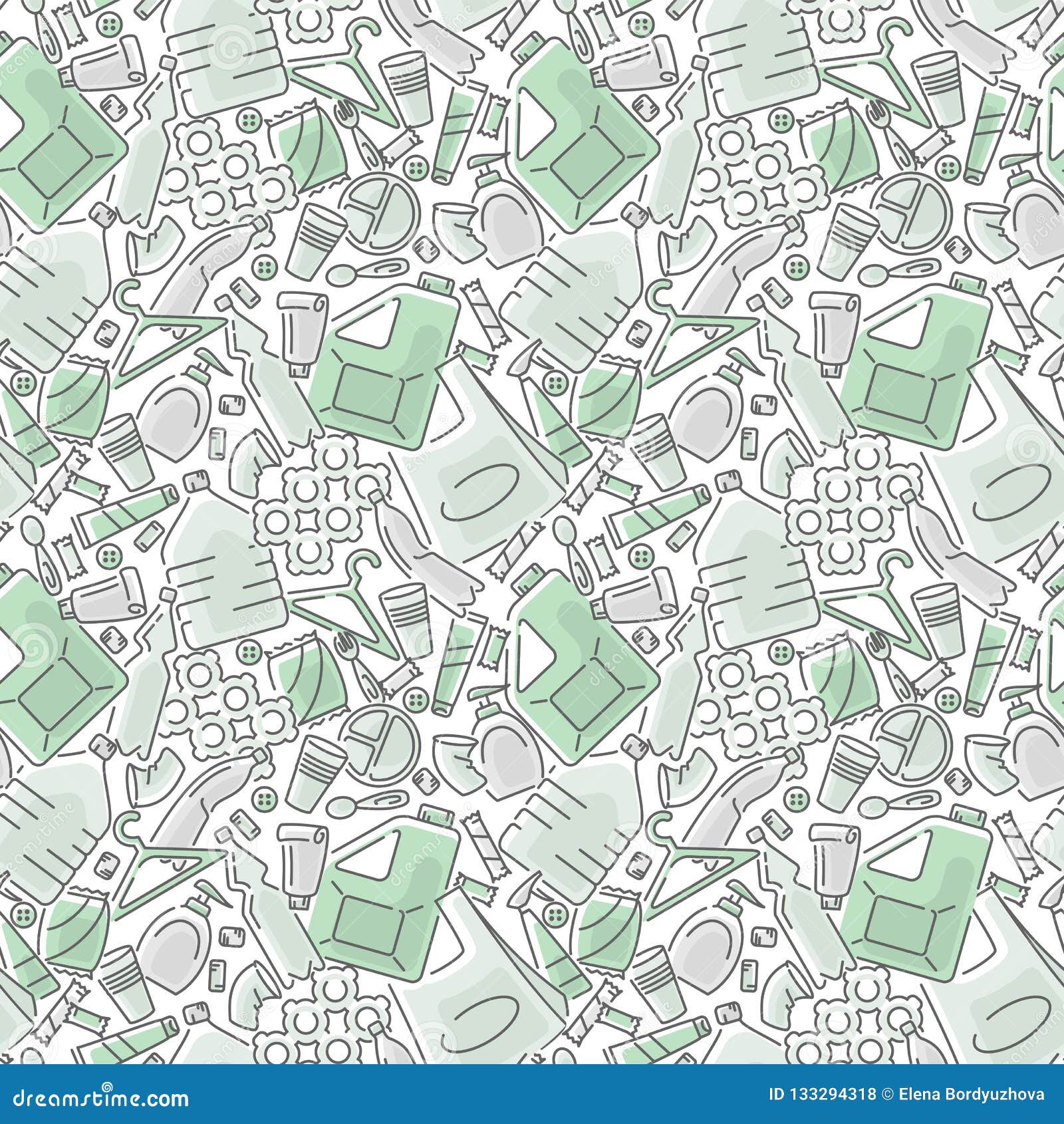 Plastic Waste Seamless Pattern Stock Vector - Illustration of packaging ...