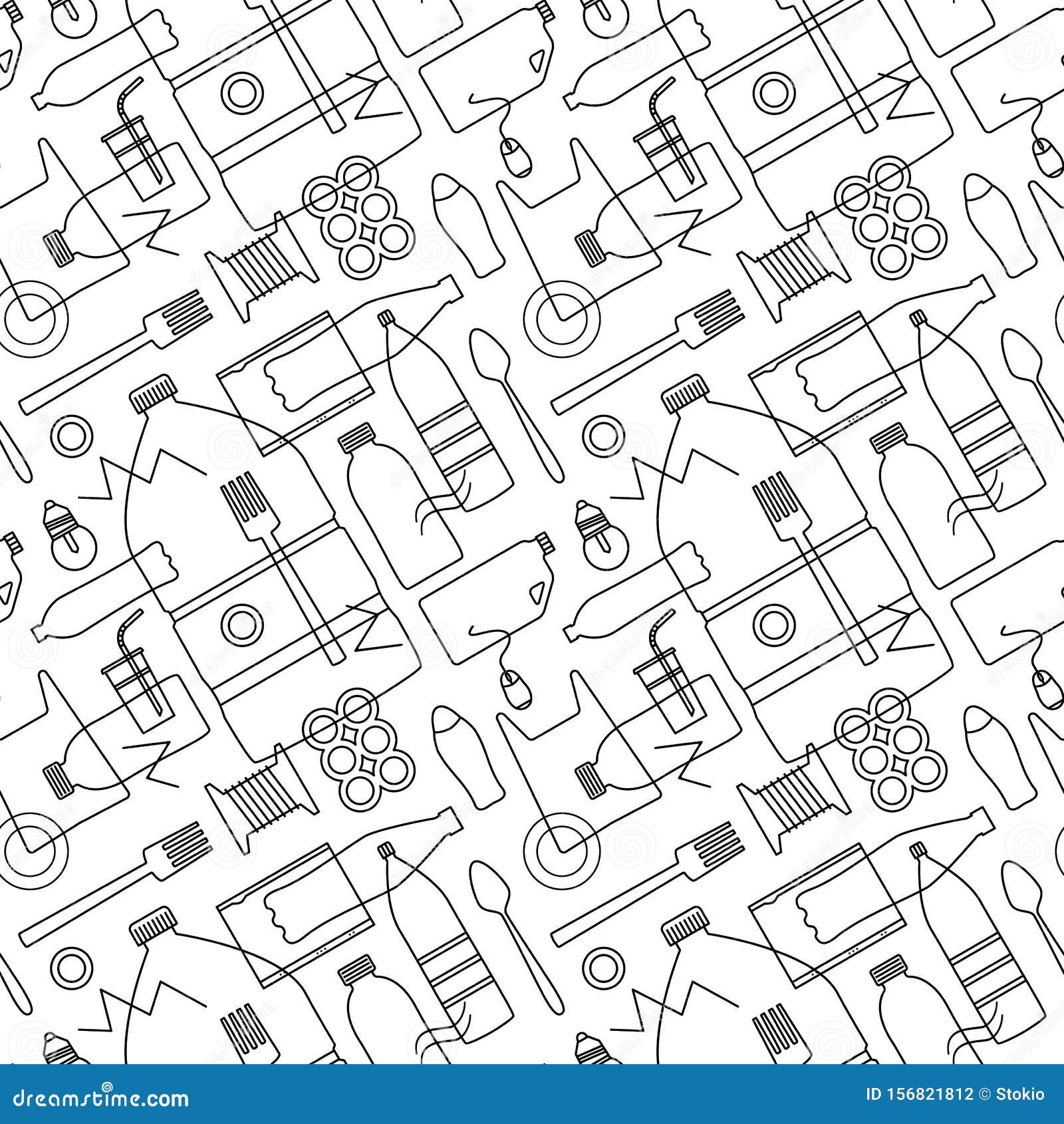 Plastic Waste Seamless Pattern Stock Vector - Illustration of metal ...
