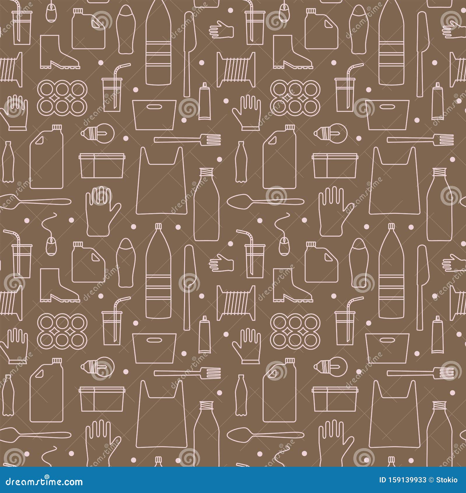 Plastic Waste Seamless Pattern Stock Vector - Illustration of litter ...