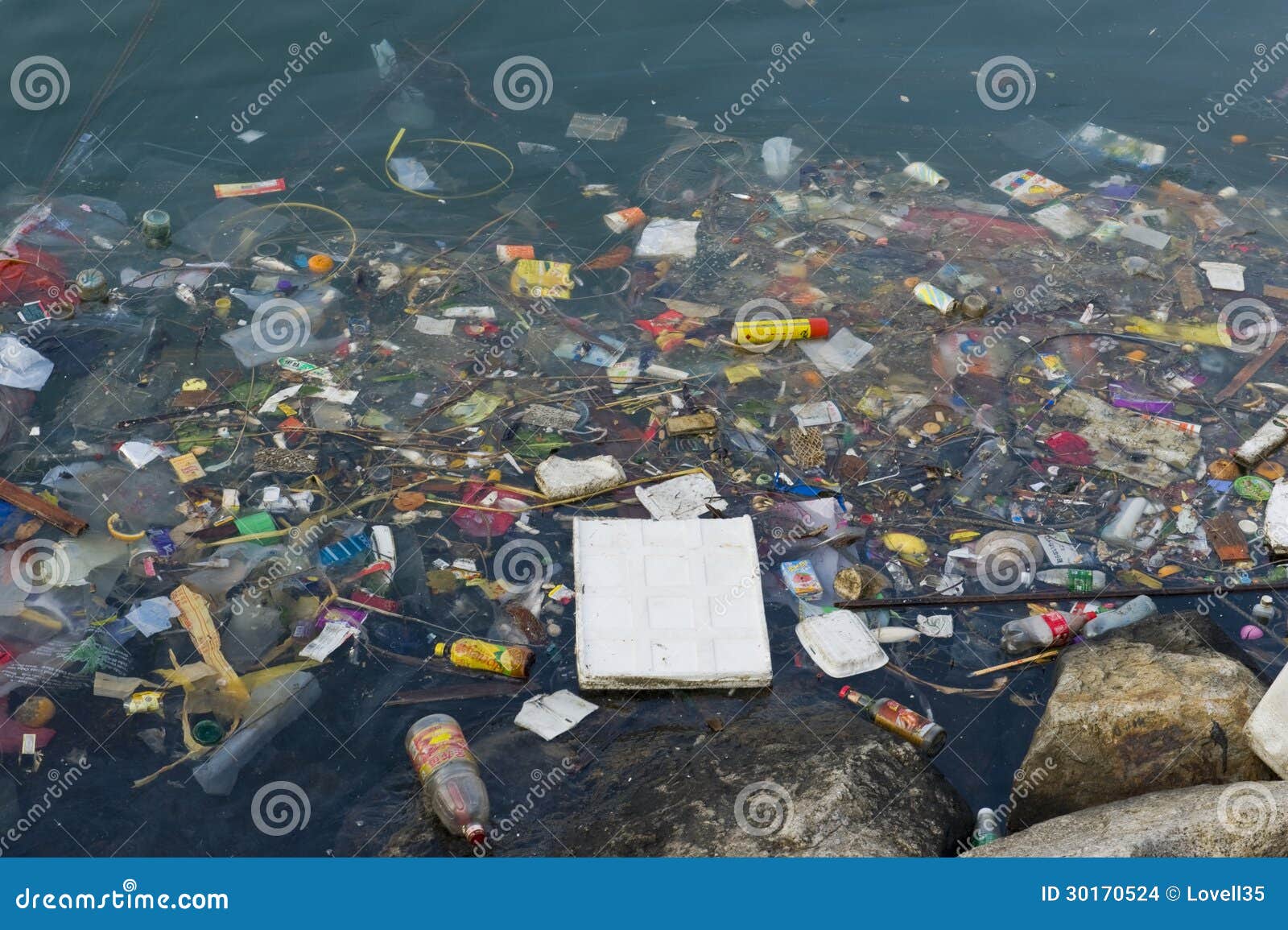Plastic waste in river stock photo. Image of lake, time - 30170524