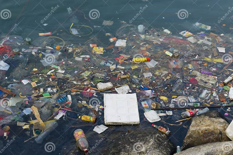 Plastic waste in river stock photo. Image of lake, time - 30170524