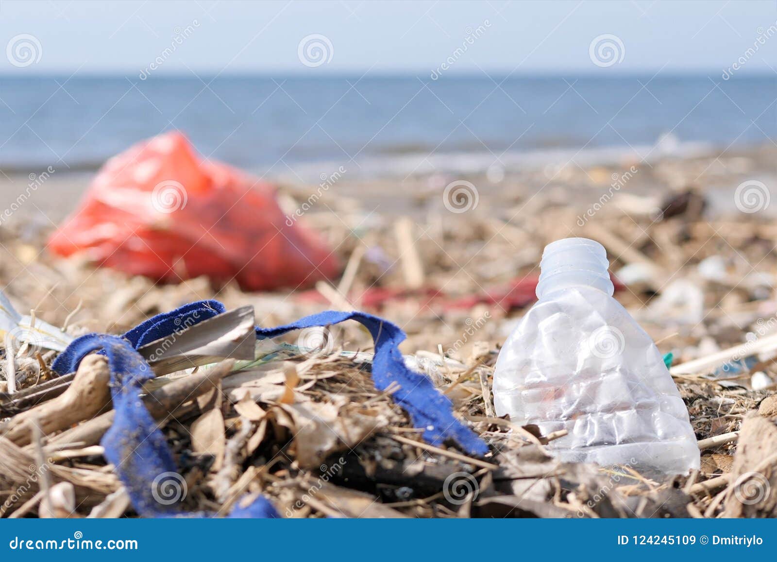 Plastic Waste and Trash on Sandy Beach. Environmental Pollution Problem ...
