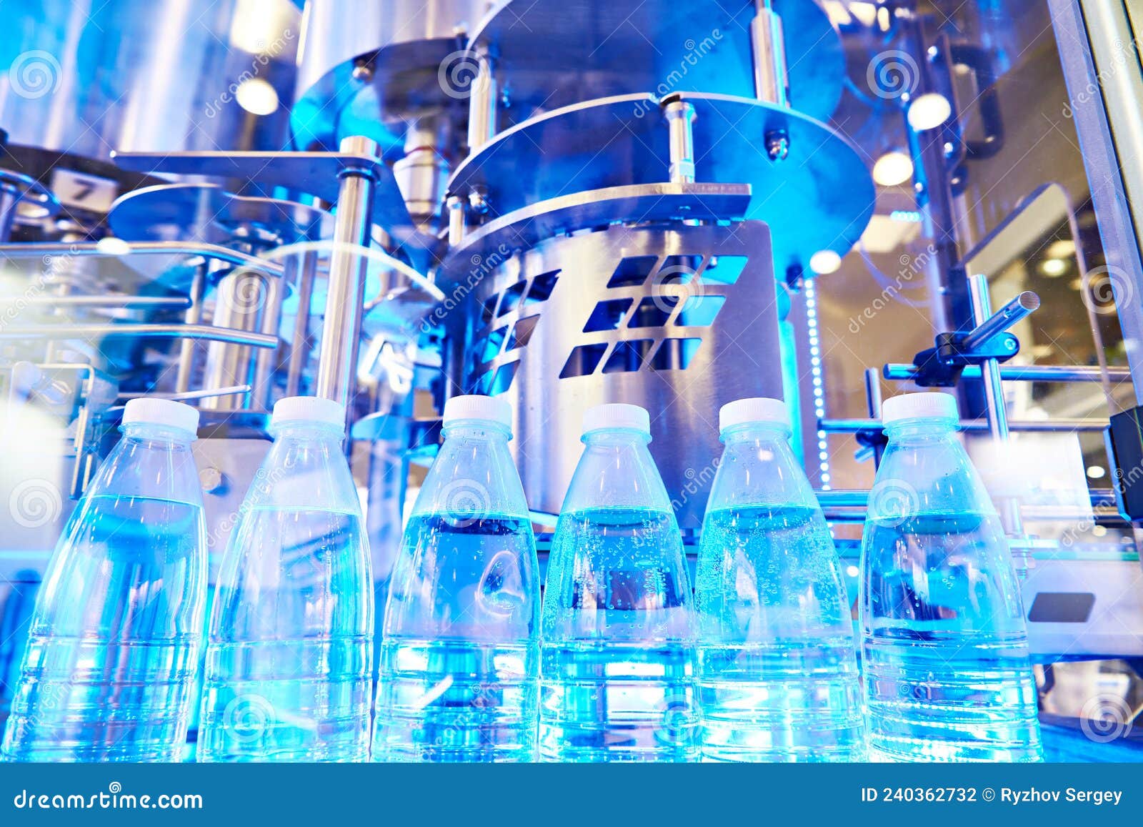 Plastic Water Bottles on Packaging Conveyor Stock Photo - Image of ...