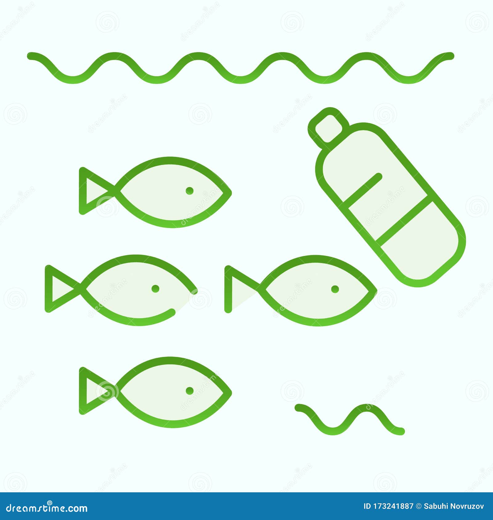 Plastic in Water Flat Icon. No Water Plastic Pollution Illustration ...