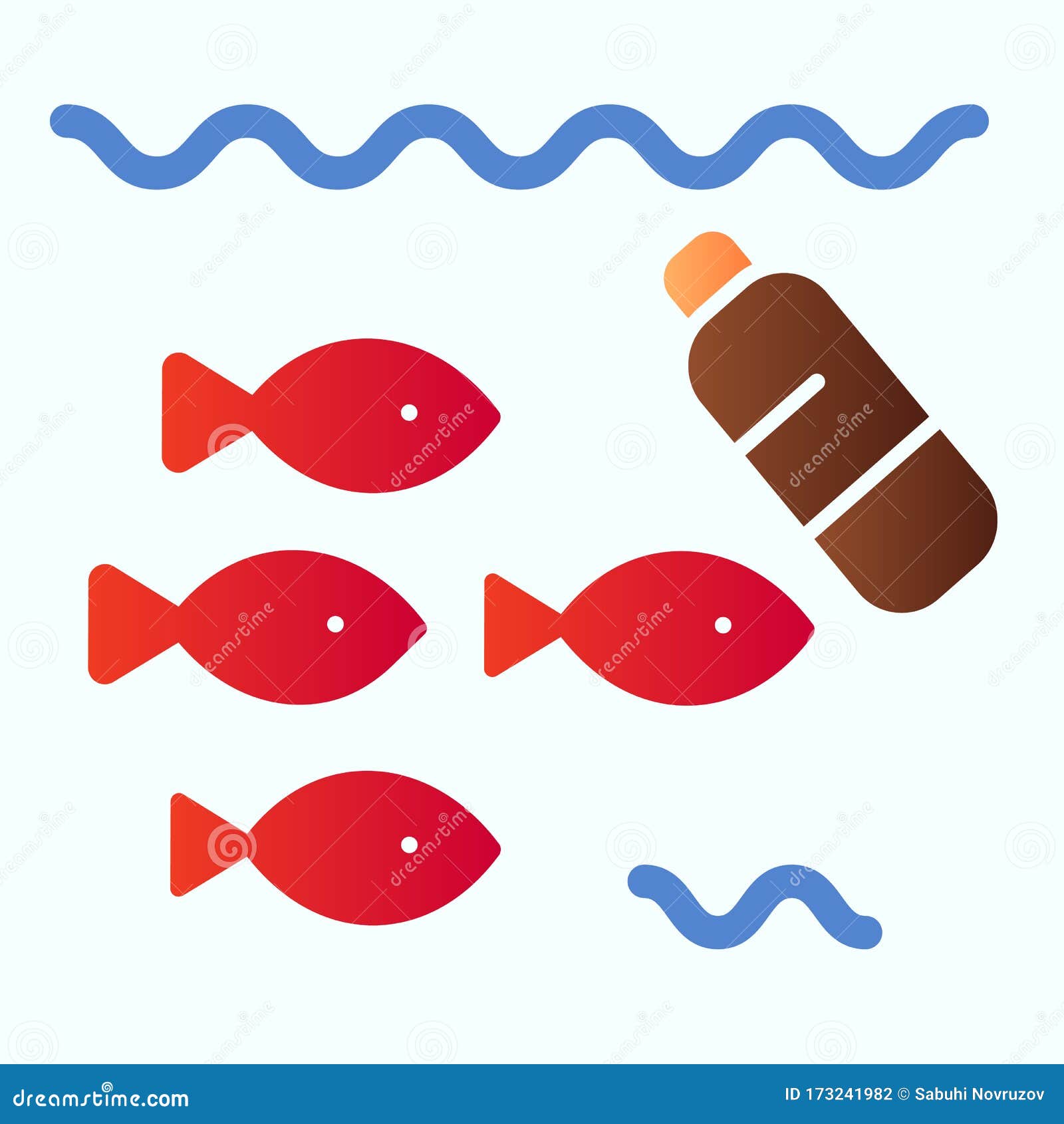 Plastic in Water Flat Icon. No Water Plastic Pollution Illustration ...