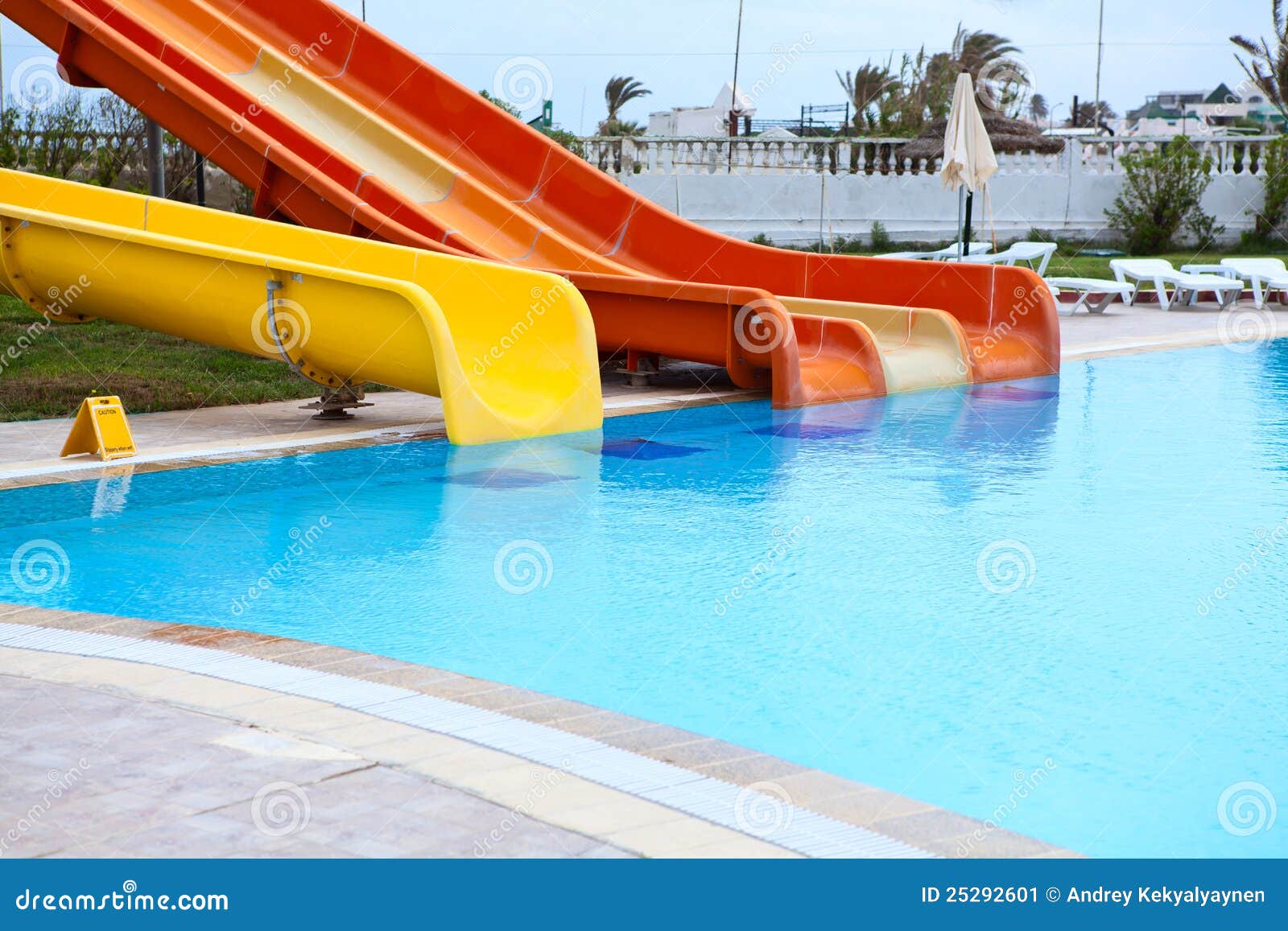 Plastic water slides stock image. Image of resort, reflection - 25292601