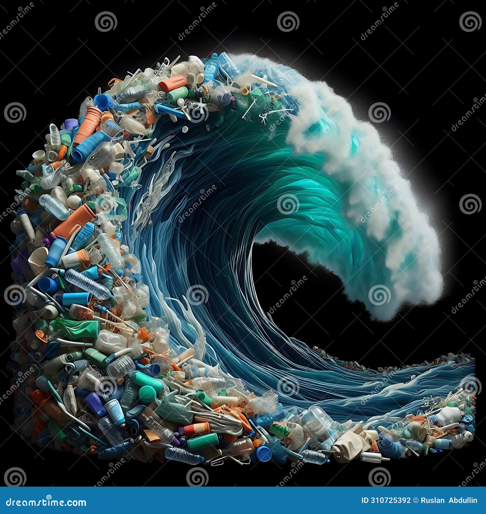 Plastic Wave Ocean Pollution Awareness Stock Illustration ...