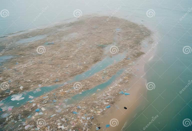 Plastic Wave on Shoreline Depicting Environmental Issue Stock ...