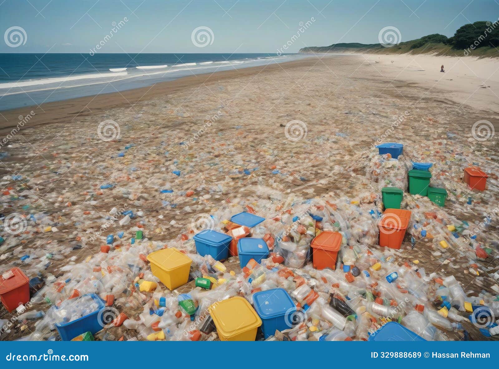 Plastic Wave on Shoreline Depicting Environmental Issue Stock ...