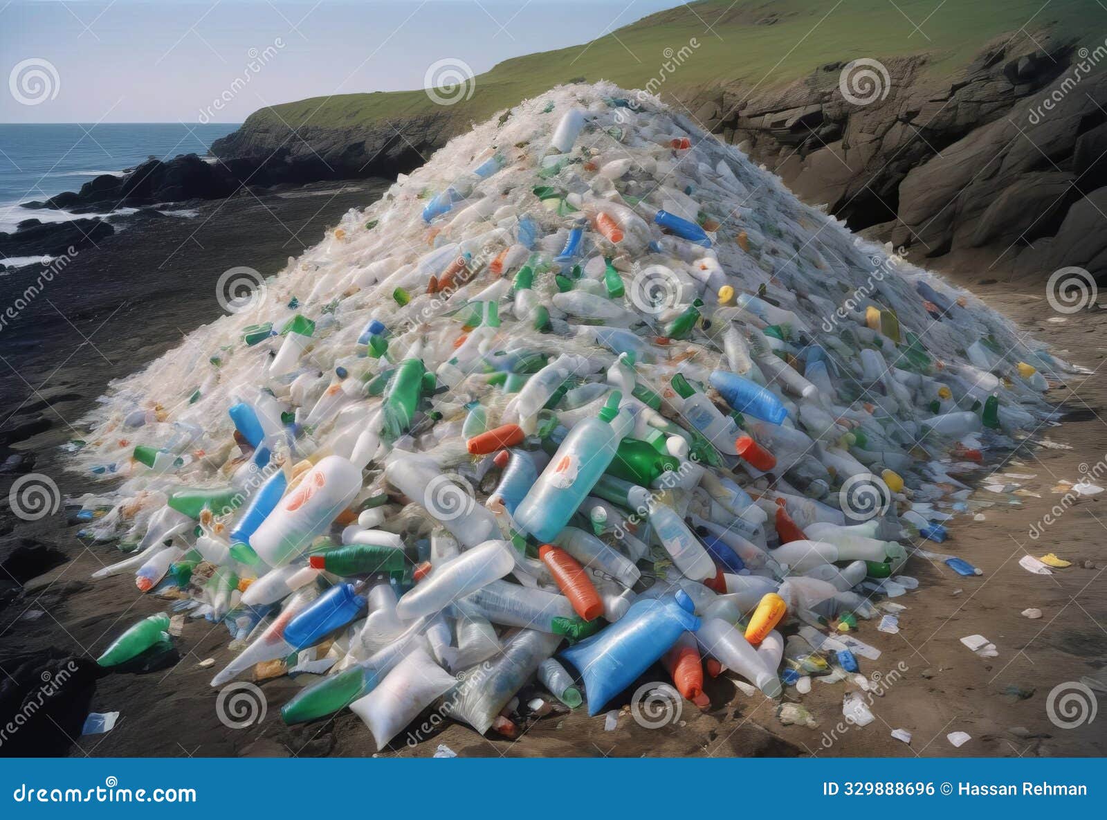 Plastic Wave on Shoreline Depicting Environmental Issue Stock ...