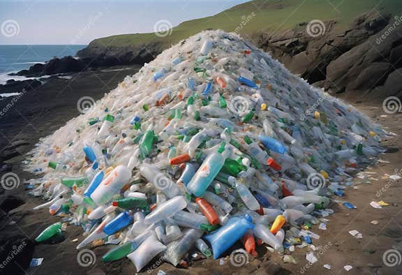 Plastic Wave on Shoreline Depicting Environmental Issue Stock ...